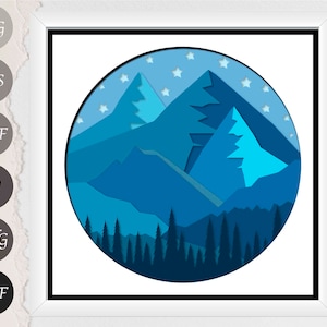 Mountain Shadow Box SVG, 3d Mountains Svg Paper Cut Template Files for ...