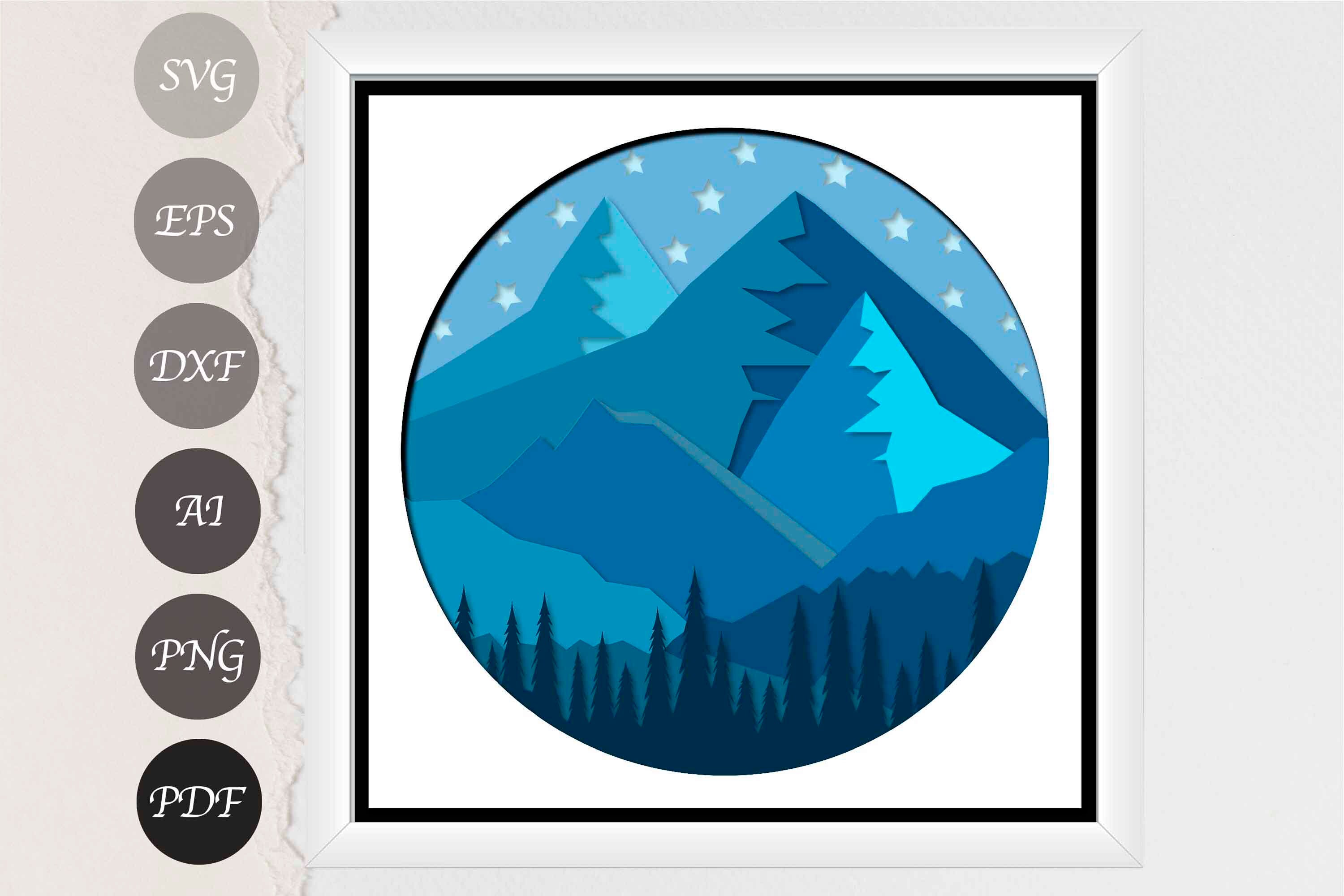 Mountain Shadow Box SVG 3d Mountains Svg Paper Cut Template - Etsy Canada