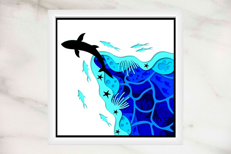 Shark Shadow Box SVG 3d Fish Light Box Paper Cut Template - Etsy