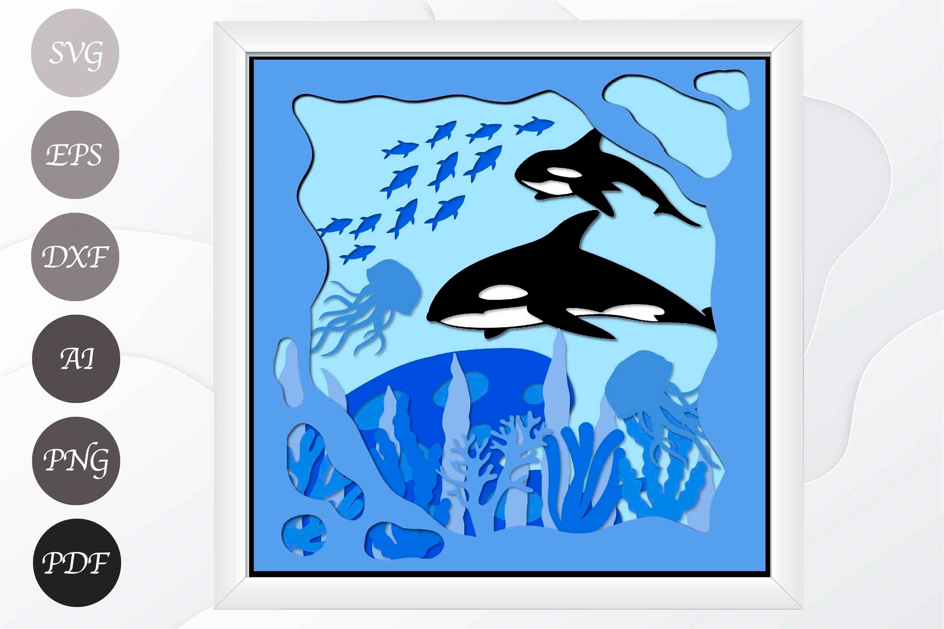 Underwater Shadow Box SVG Ocean Waves Cut File Layered Card - Etsy UK