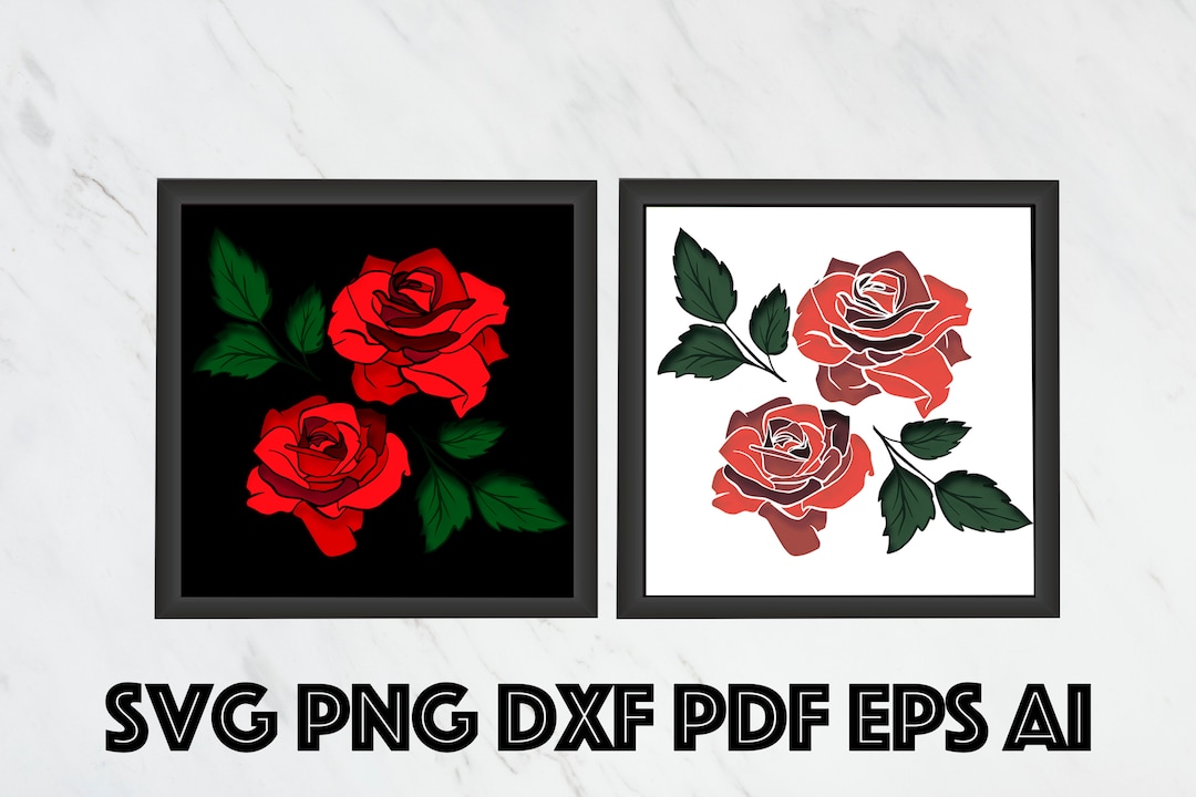 Rose Shadow Box SVG Template, Flower Layered Paper Cut, Flowers Light ...