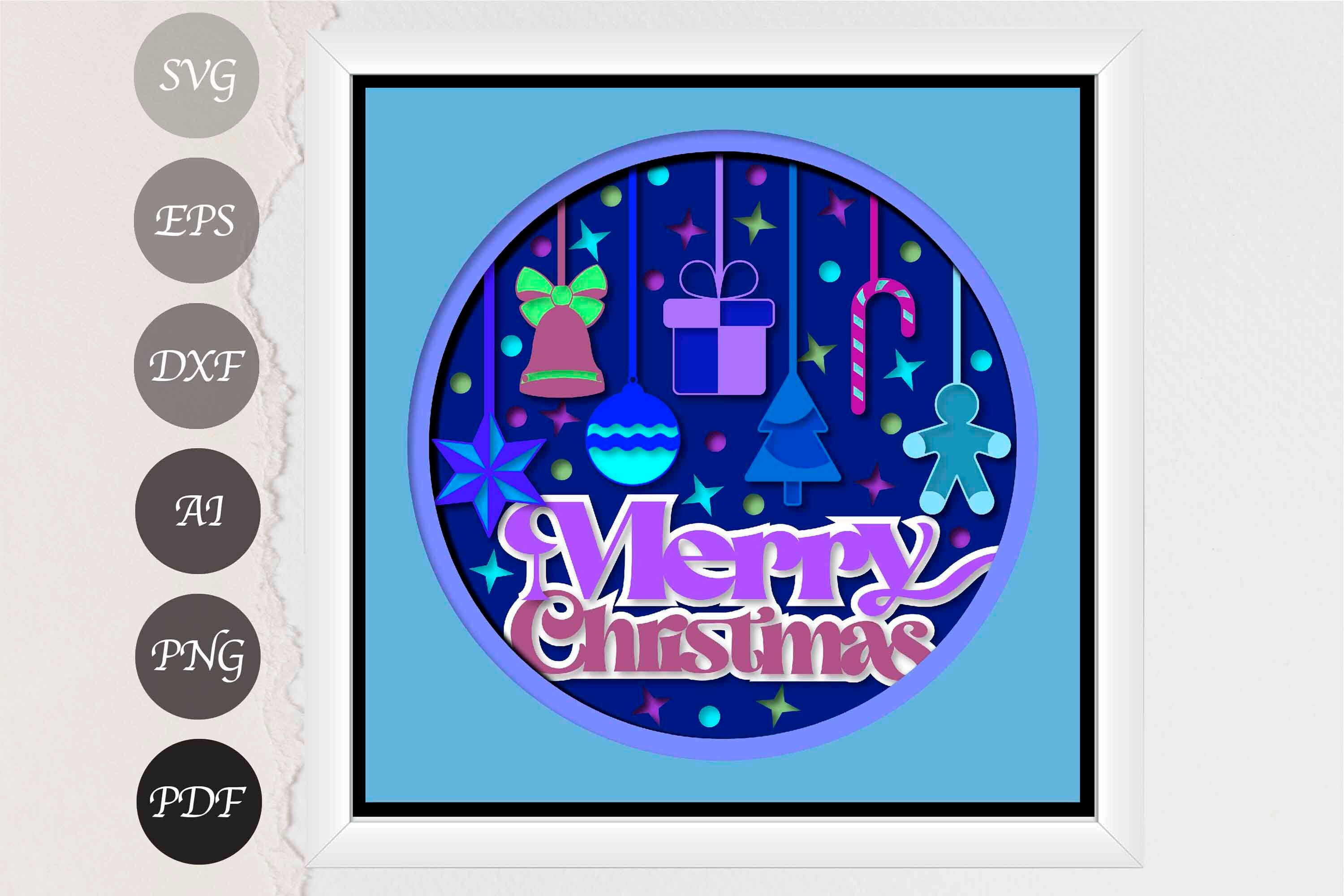 Merry Christmas Shadow Box SVG 3D Christmas Light Box Paper - Etsy
