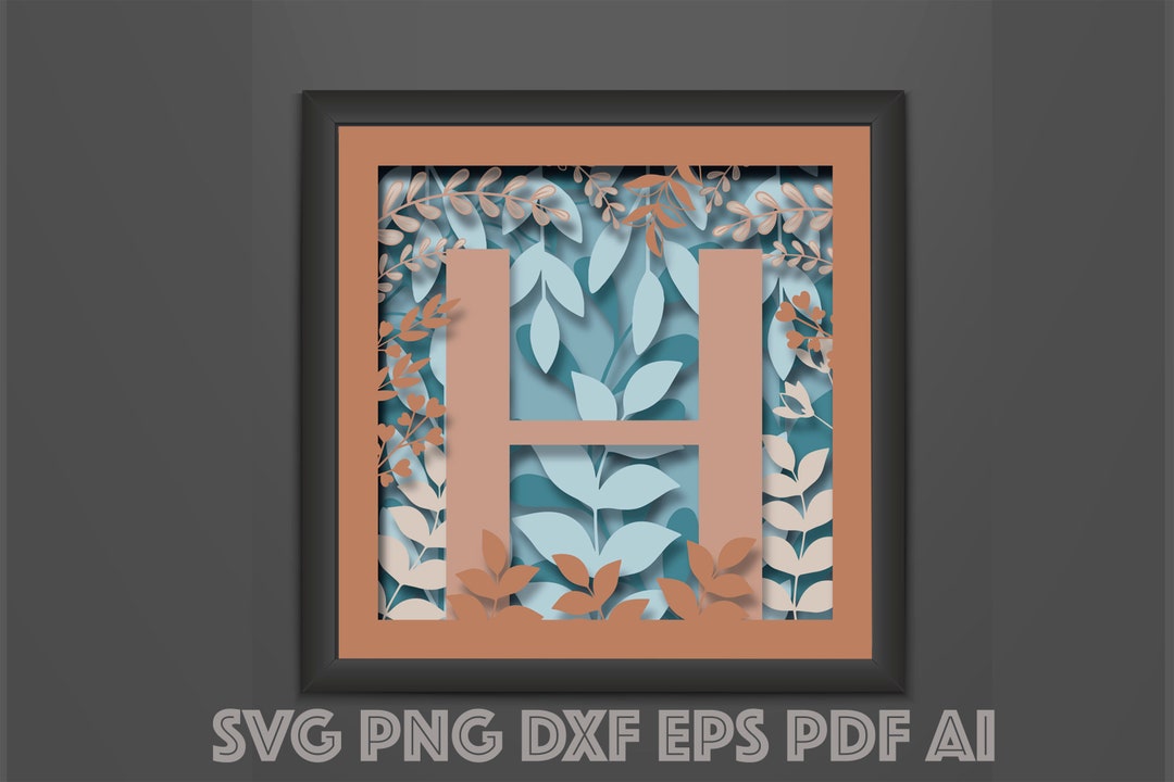 Layered Floral Letter H Shadow Box SVG, Paper Cut Template Letter, 3d ...