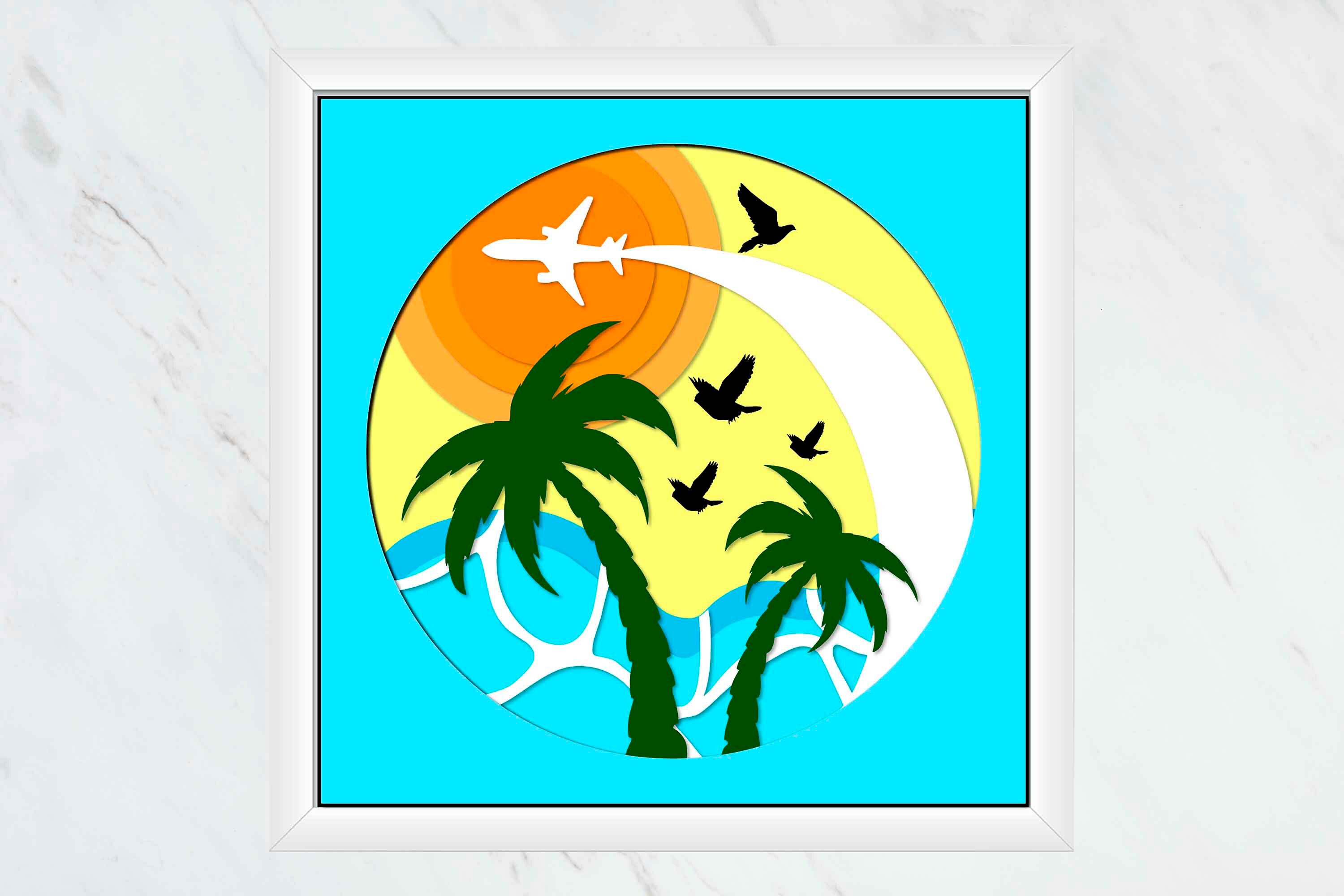 Vacation Shadow Box SVG Beach Layered Light Box SVG Ocean 3d - Etsy