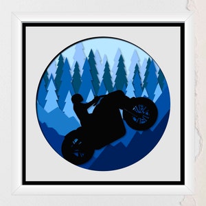 Motorcycle Shadow Box SVG, 3d Biker Light Box Paper Cut Template, Moto ...
