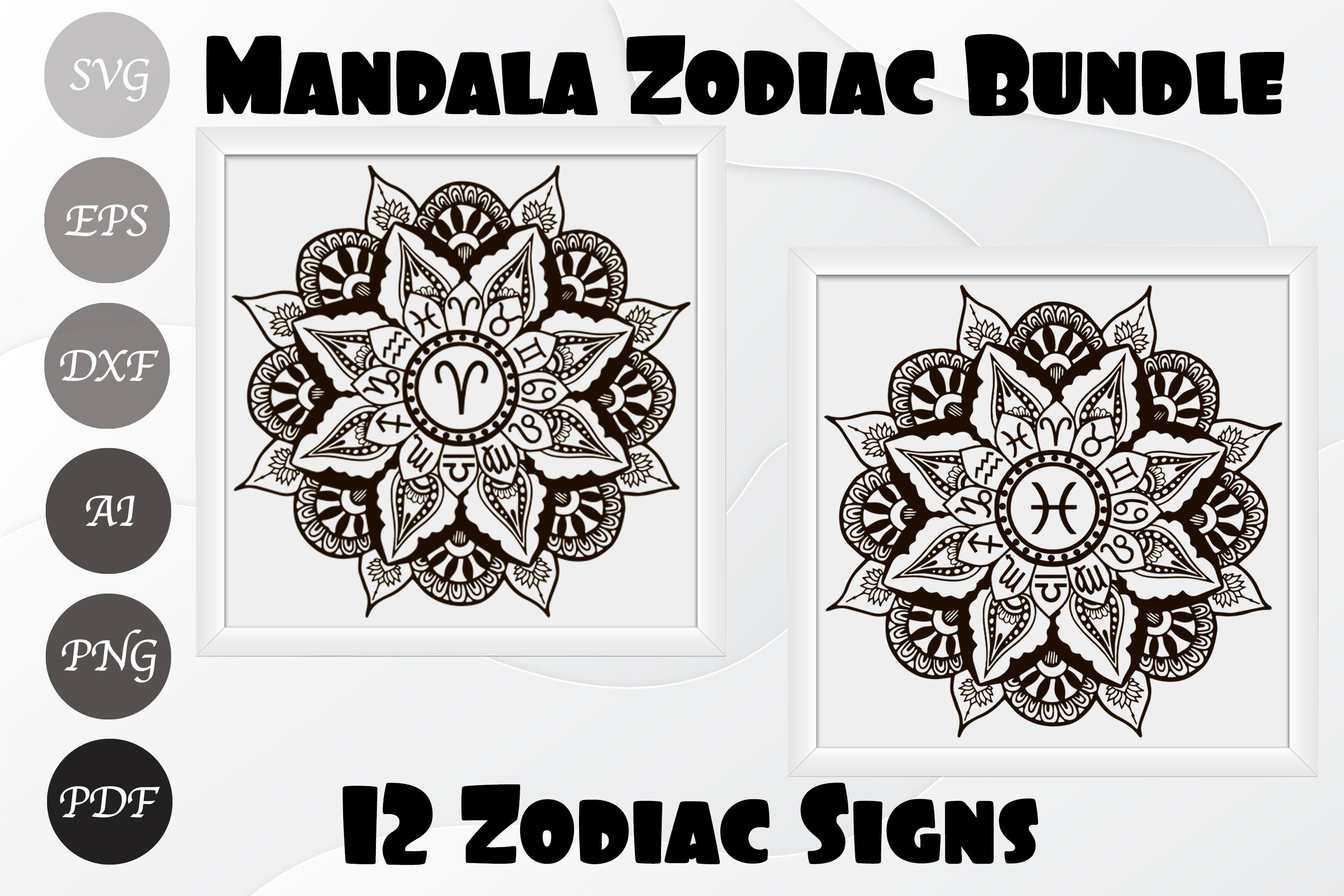 Zodiac Mandala SVG Bundle Signos del zodiaco SVG Zentangle - Etsy España