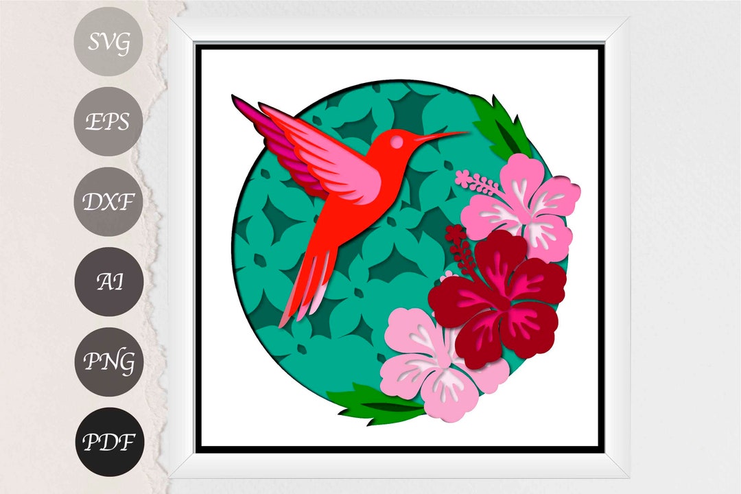 Hummingbird Shadow Box SVG, 3d Bird SVG, Paper Cutting Light Box ...