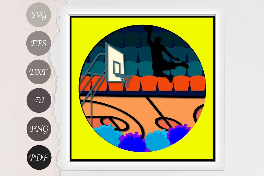 Basketball Shadow Box SVG, Basketball Paper Cut Light Box Template ...