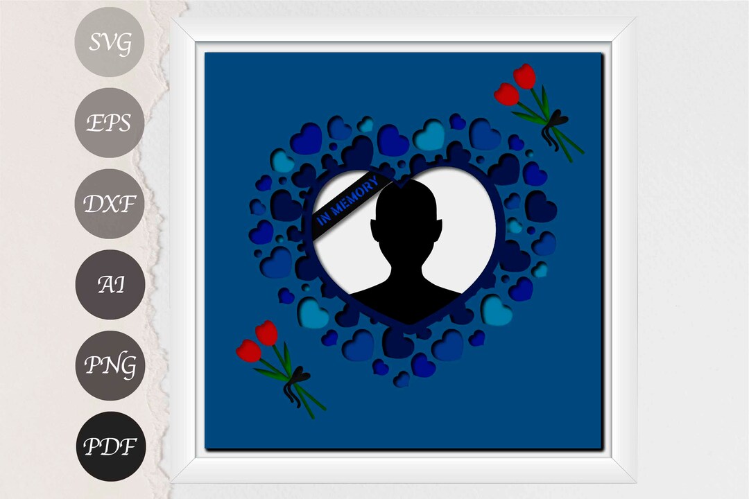Customizable Memorial Shadow Box SVG, in Memory Light Box Paper Cut ...