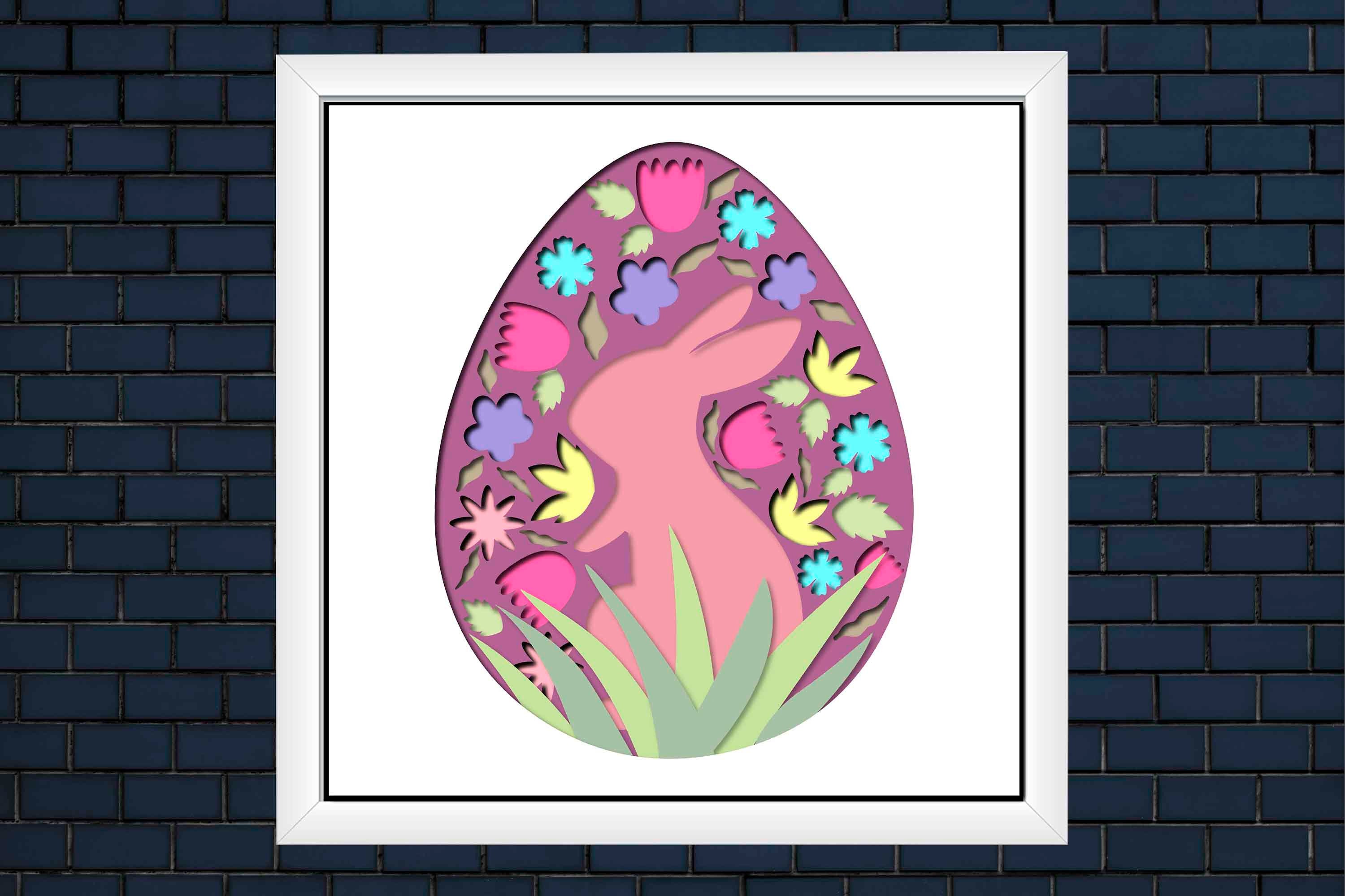 Easter Bunny Shadow Box SVG Easter Egg 3D Layered Paper Cut - Etsy