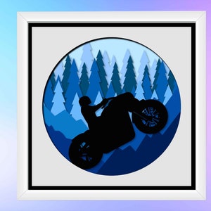 Motorcycle Shadow Box SVG, 3d Biker Light Box Paper Cut Template, Moto ...
