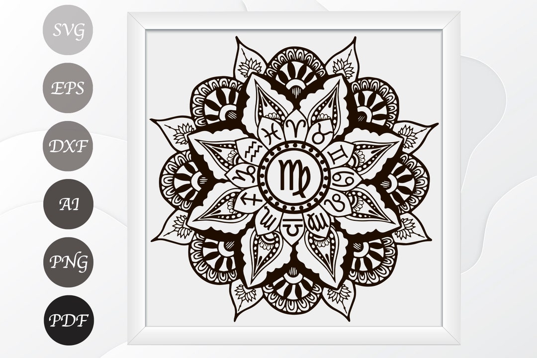Virgo Zodiac Mandala SVG Zentangle SVG for Cricut and Silhouette - Etsy