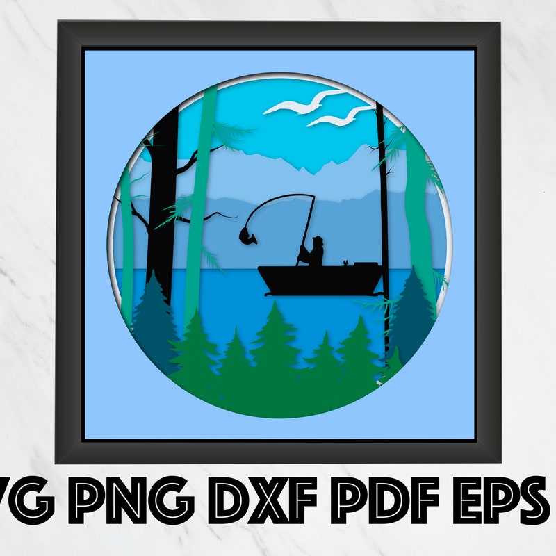 Fishing Shadow Box Svg - Etsy