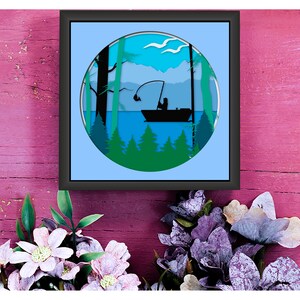 Fishing Shadow Box SVG for Cricut, Fisherman Layered Paper Cut, 3d ...