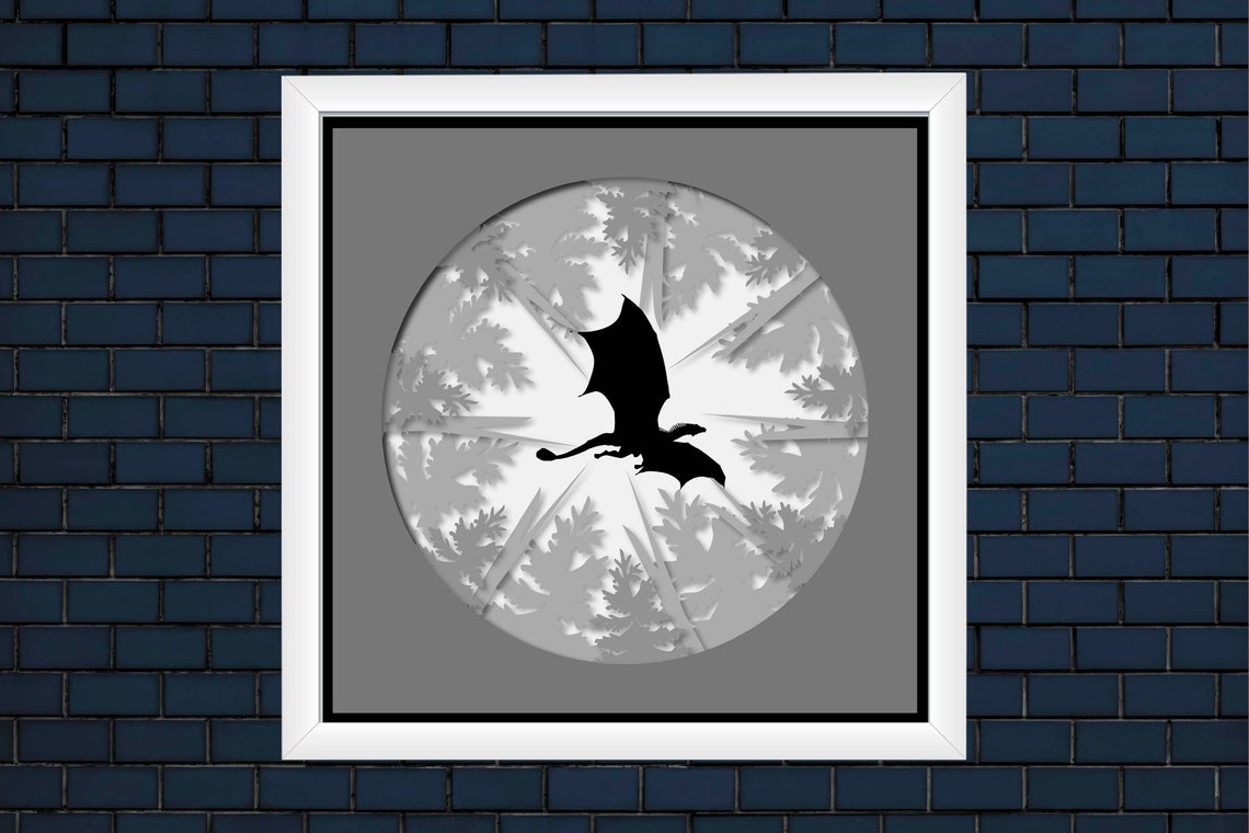 Dragon Shadow Box SVG 3D Paper Cutting Light Box Template - Etsy