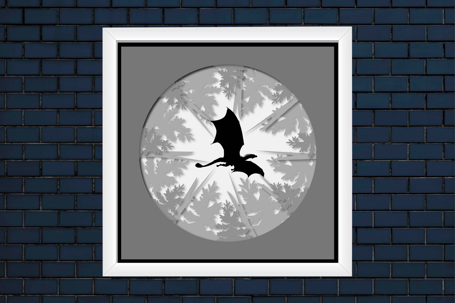 Dragon Shadow Box SVG, 3D Paper Cutting Light Box Template, Cutting ...