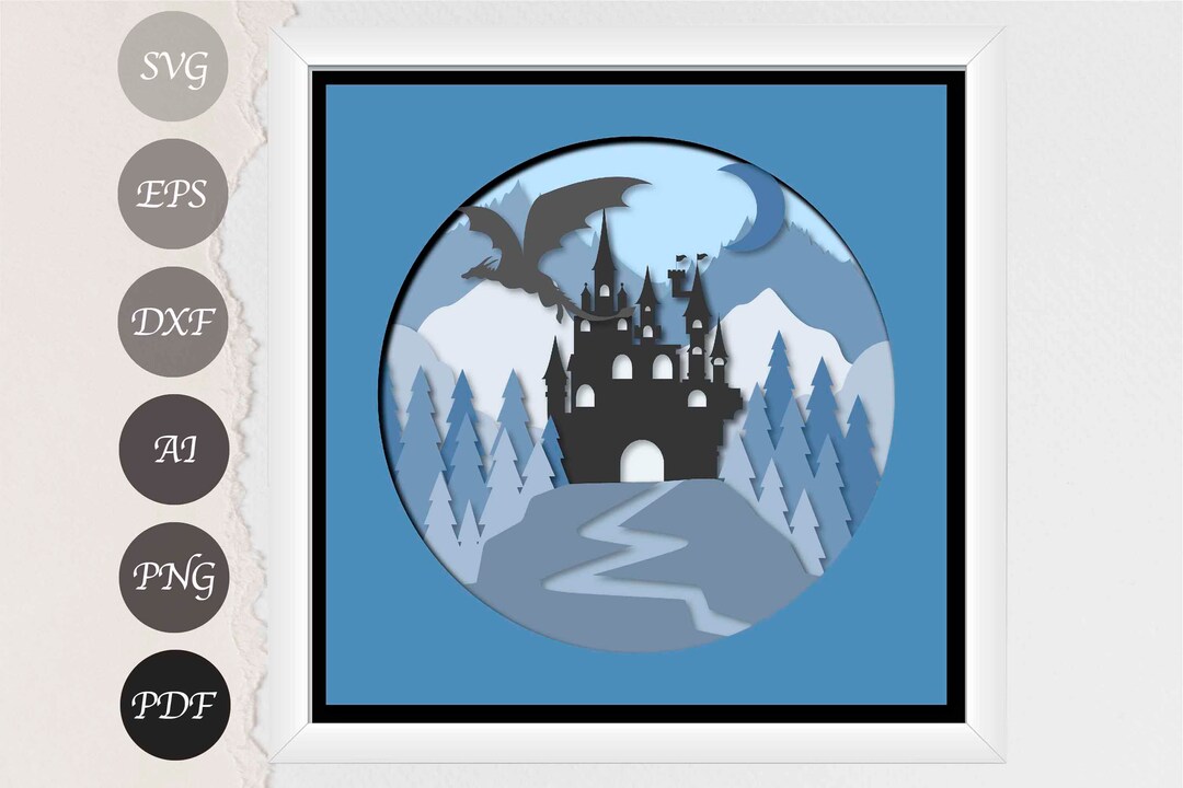 Shadow Box Dragon SVG, Paper Cutting Light Box Template, 3D Dragon ...