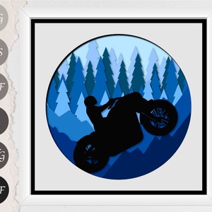 Motorcycle Shadow Box SVG, 3d Biker Light Box Paper Cut Template, Moto ...