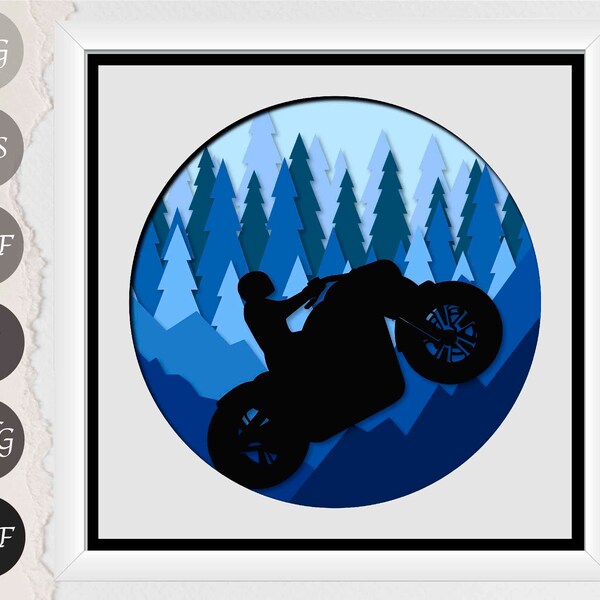 Motorcycle Shadow Box Svg - Etsy