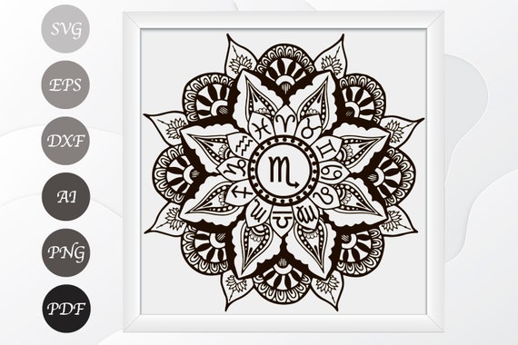 Scorpio Zodiac Mandala SVG Zentangle SVG for Cricut and | Etsy