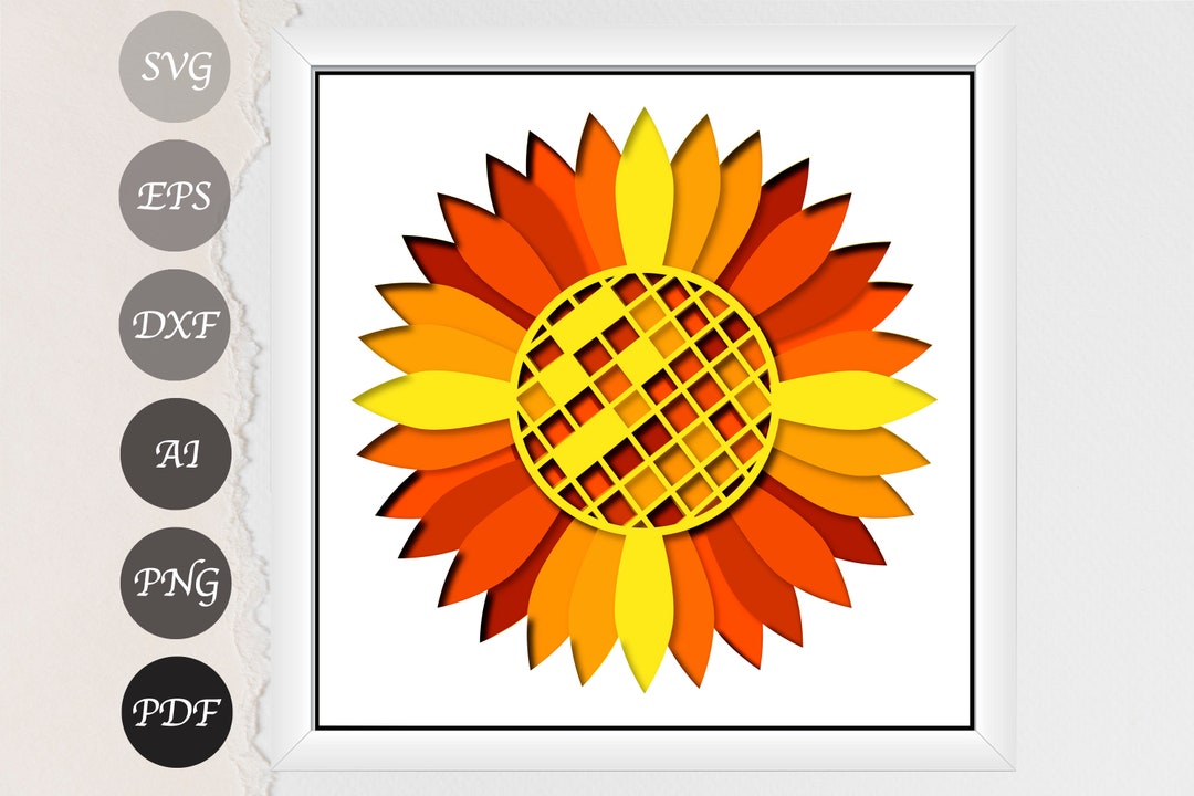 Sunflower Shadow Box SVG Lightbox Template for Cricut and Silhouette - Etsy