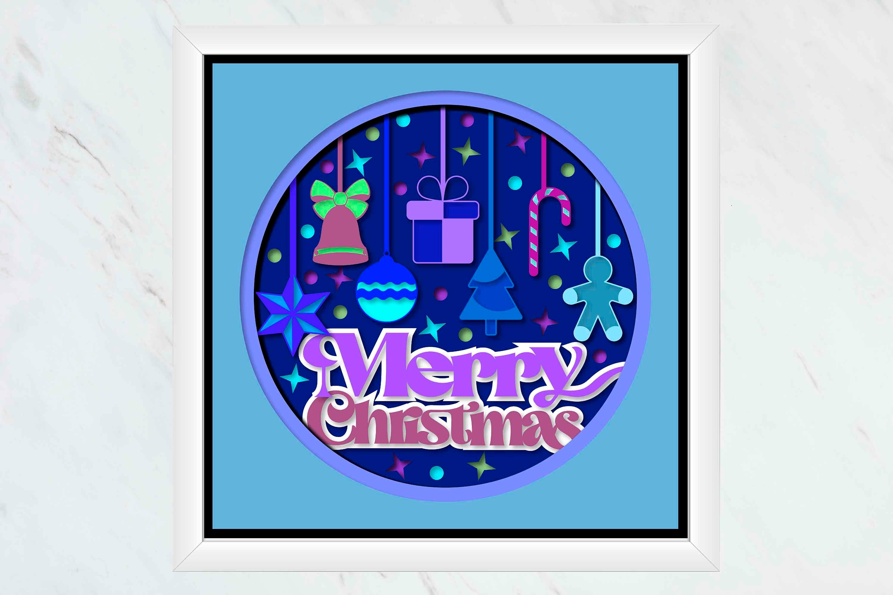 Merry Christmas Shadow Box SVG 3D Christmas Light Box Paper - Etsy