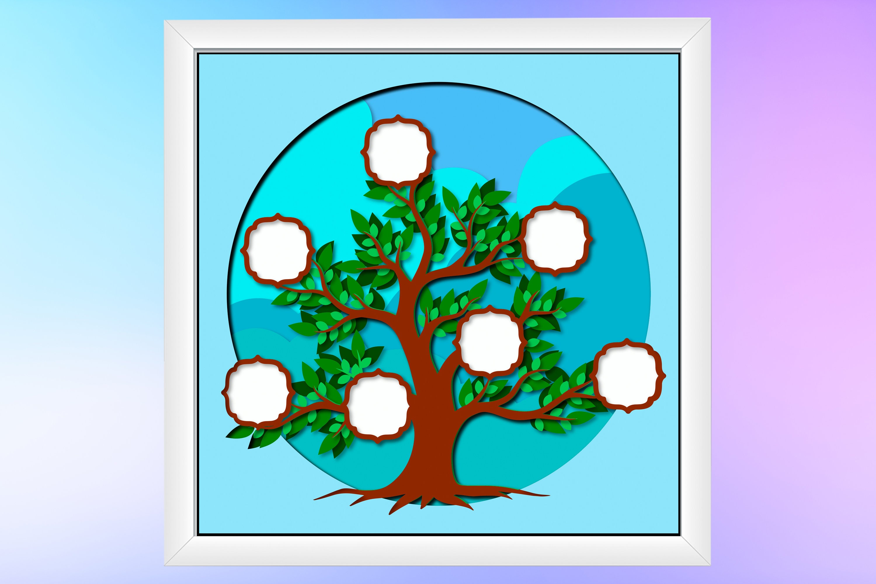 Family Tree Shadow Box SVG Personalizable Family Members - Etsy