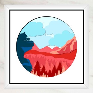 Mountain Landscape Shadow Box SVG, 3D Nature Shadow Box SVG, Layered ...
