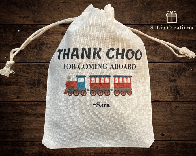Train Favor Bags, Thank Choo, Train Birthday Party, Train Theme, Train ...
