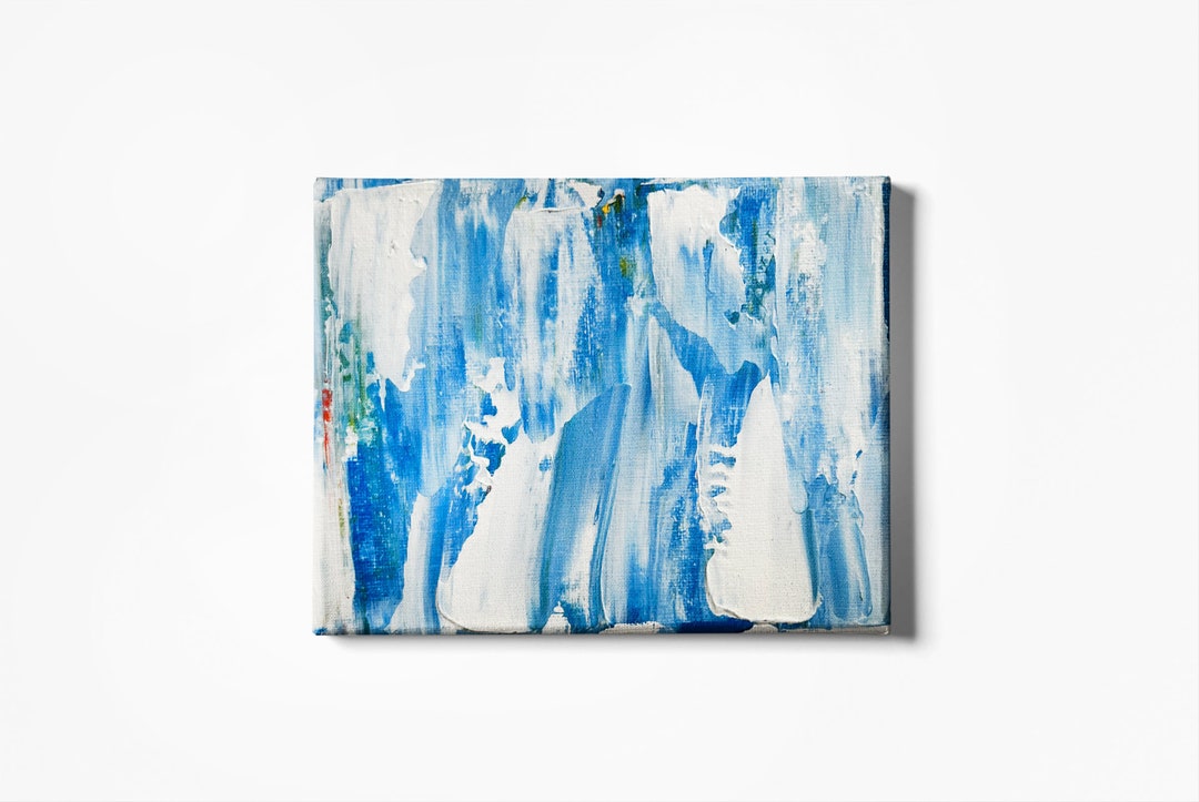 Hand-painted abstract Blue Original Acrylic Painting on Canvas Wall Art ...