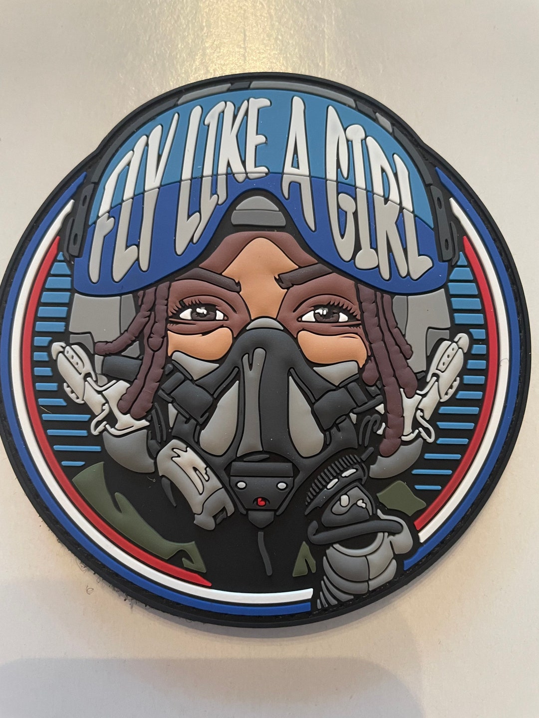 Fly Like A Girl PVC Patch (dark Skin, Brown Hair, Brown Eyes) - Etsy