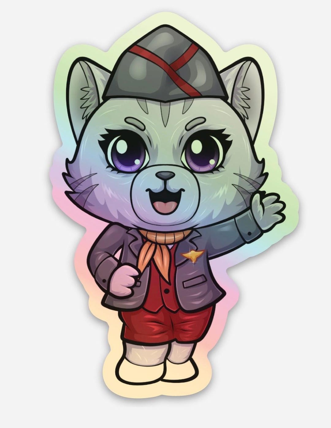 Cat Flight Attendant Holographic Sticker - Etsy