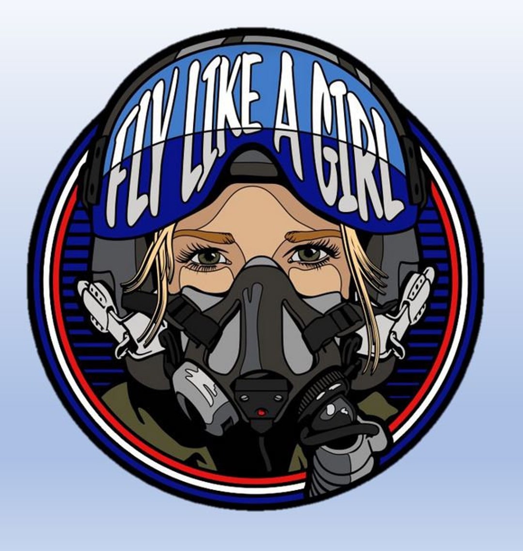 Fly Like A Girl Stickers (4 Pack) Light Skin, Blonde Hair, Green Eyes ...