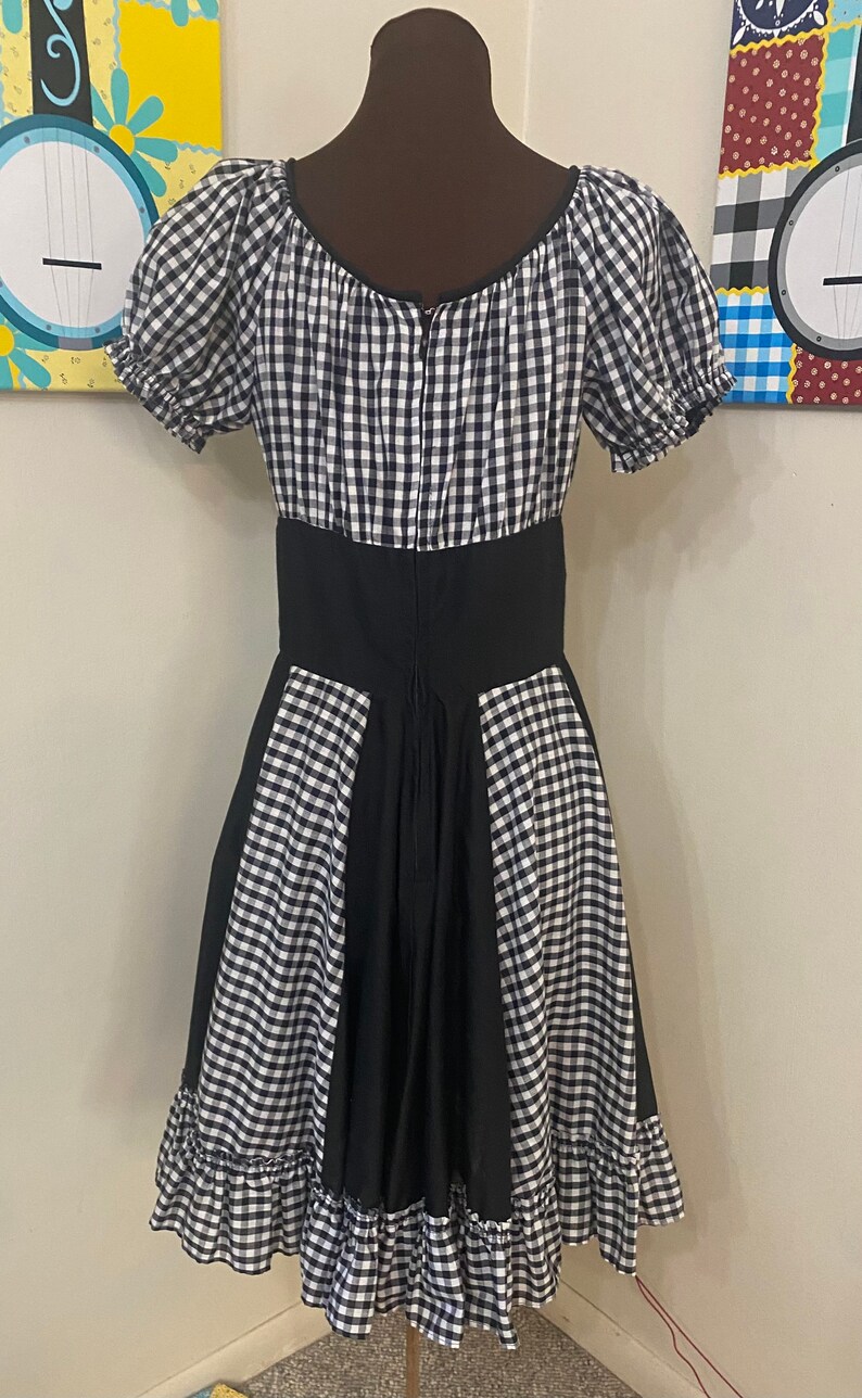 Vintage Black & White Gingham Square Dance Dress - Etsy