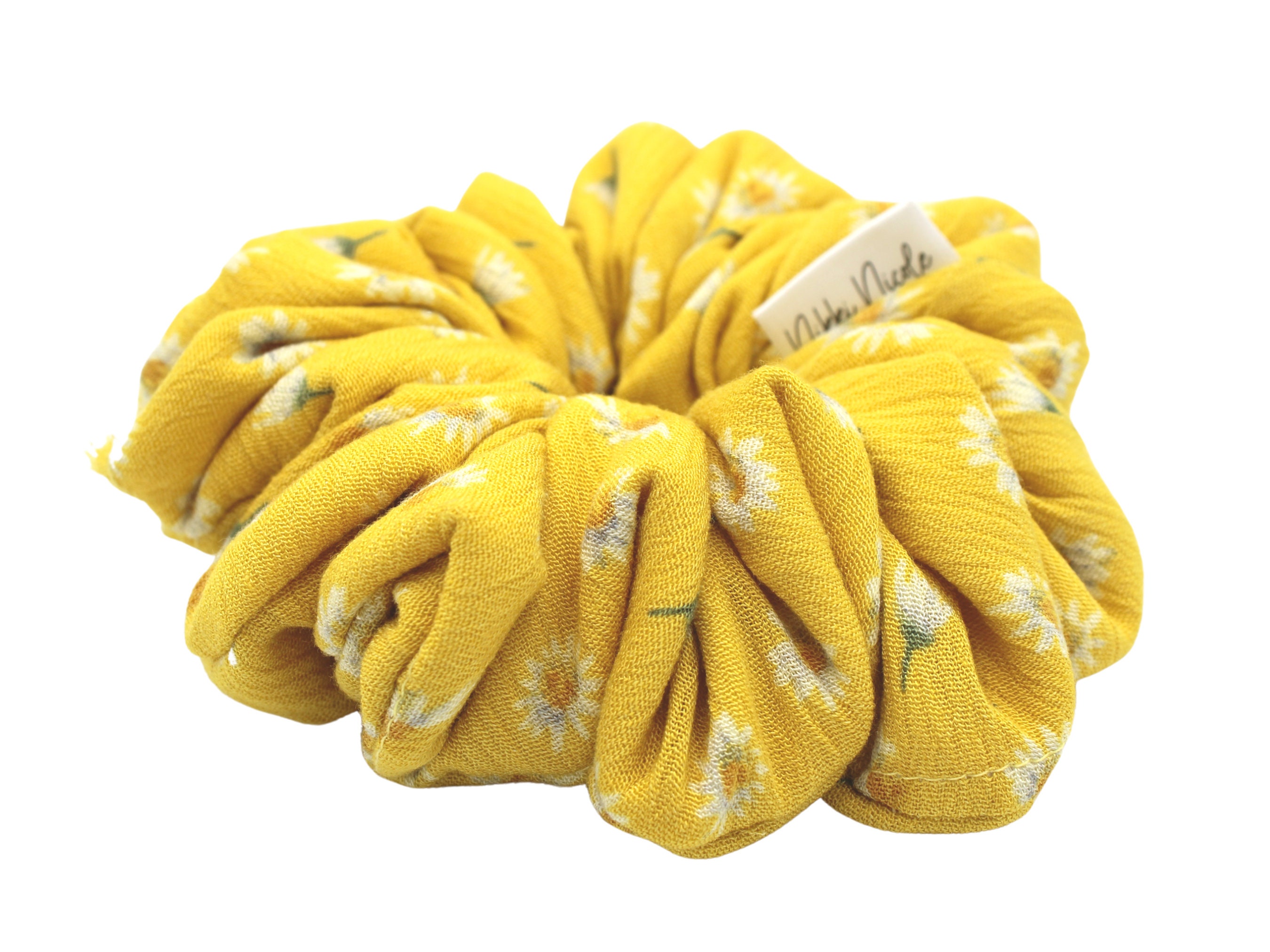 Large Sunflower Scrunchie, Flower Print Hair Tie. Hair Fashion ...