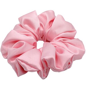 Jumbo Pink Satin Scrunchie: Handmade Hair Fashion - Etsy