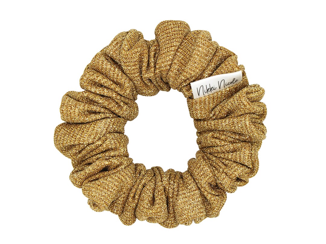 Classic Gold Scrunchie, Metallic Gold, Elastic Hair Tie, Hair Fashion ...