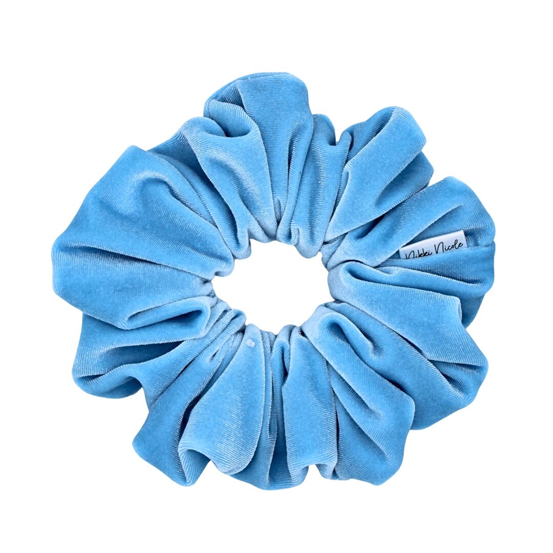 Handmade Baby Blue Velvet Scrunchie: Large Hair Tie - Etsy
