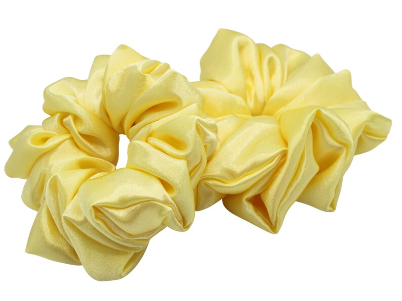 Large Yellow Satin Scrunchie, Satin Hair Tie, Ponytail Holder, Cute ...