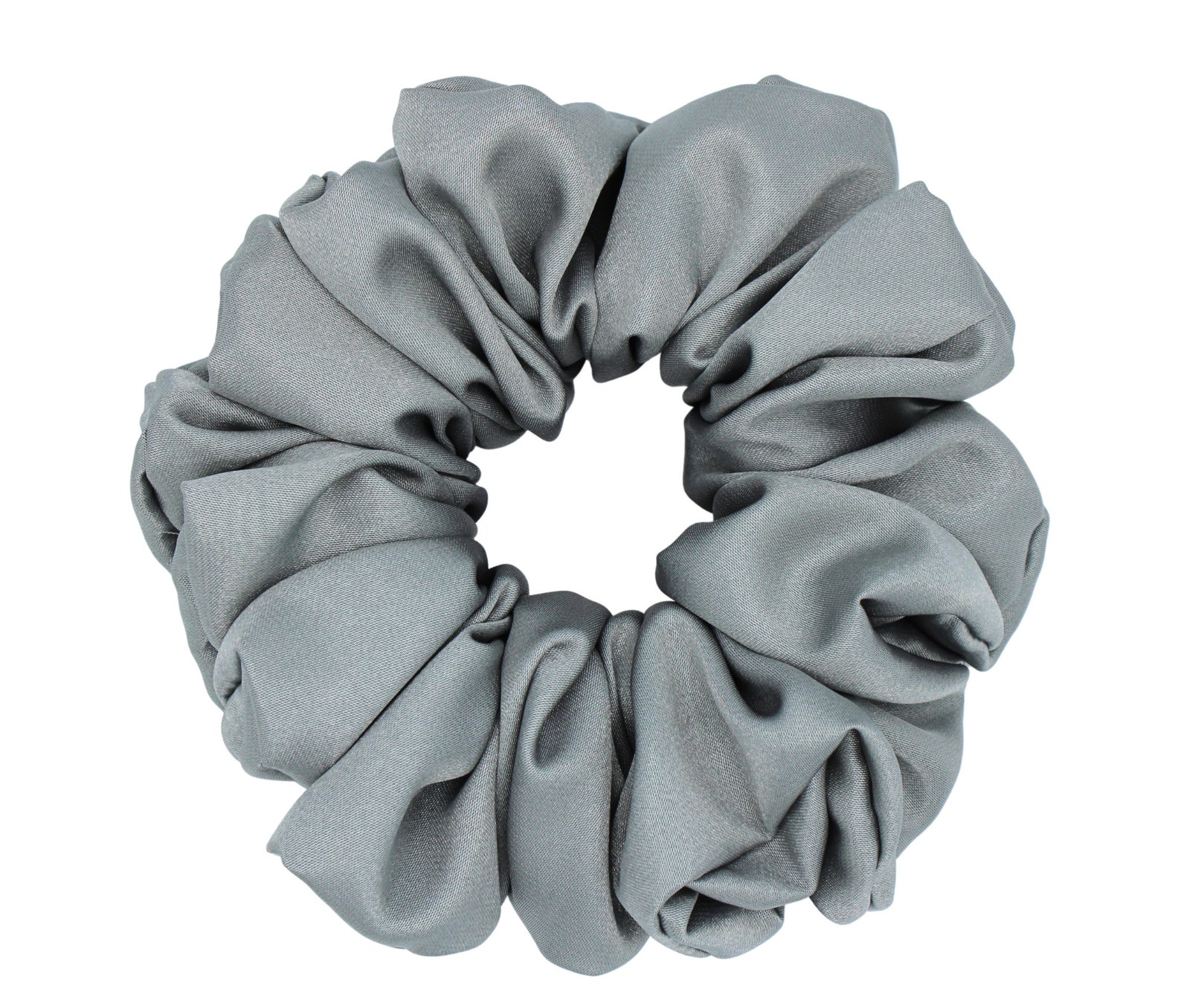 Gray Large Satin Scrunchie, Elastic Hair Tie, Hair Care, Handmade ...