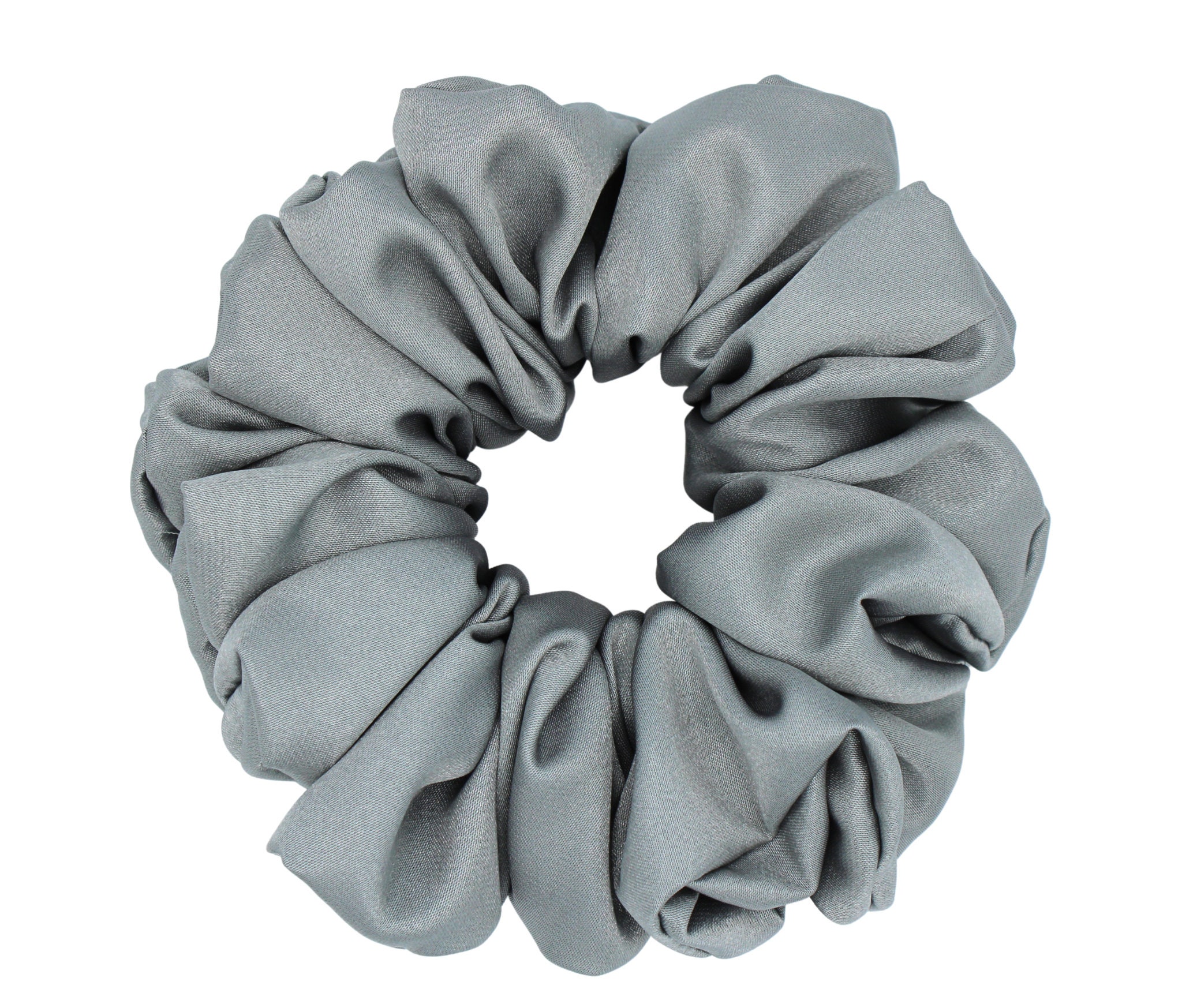 Gray Large Satin Scrunchie, Elastic Hair Tie, Hair Care, Handmade ...