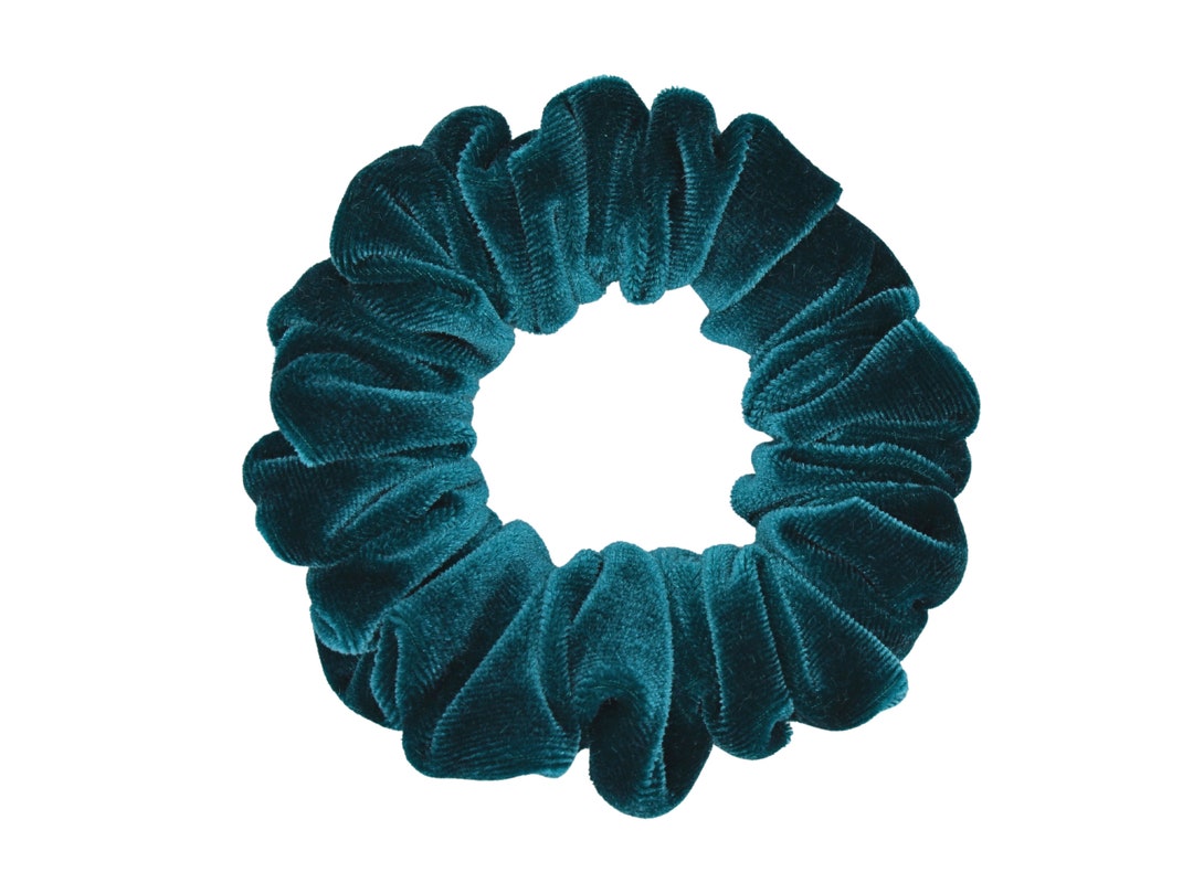 Teal Velvet Scrunchie: Handmade Mini Hair Tie - Etsy