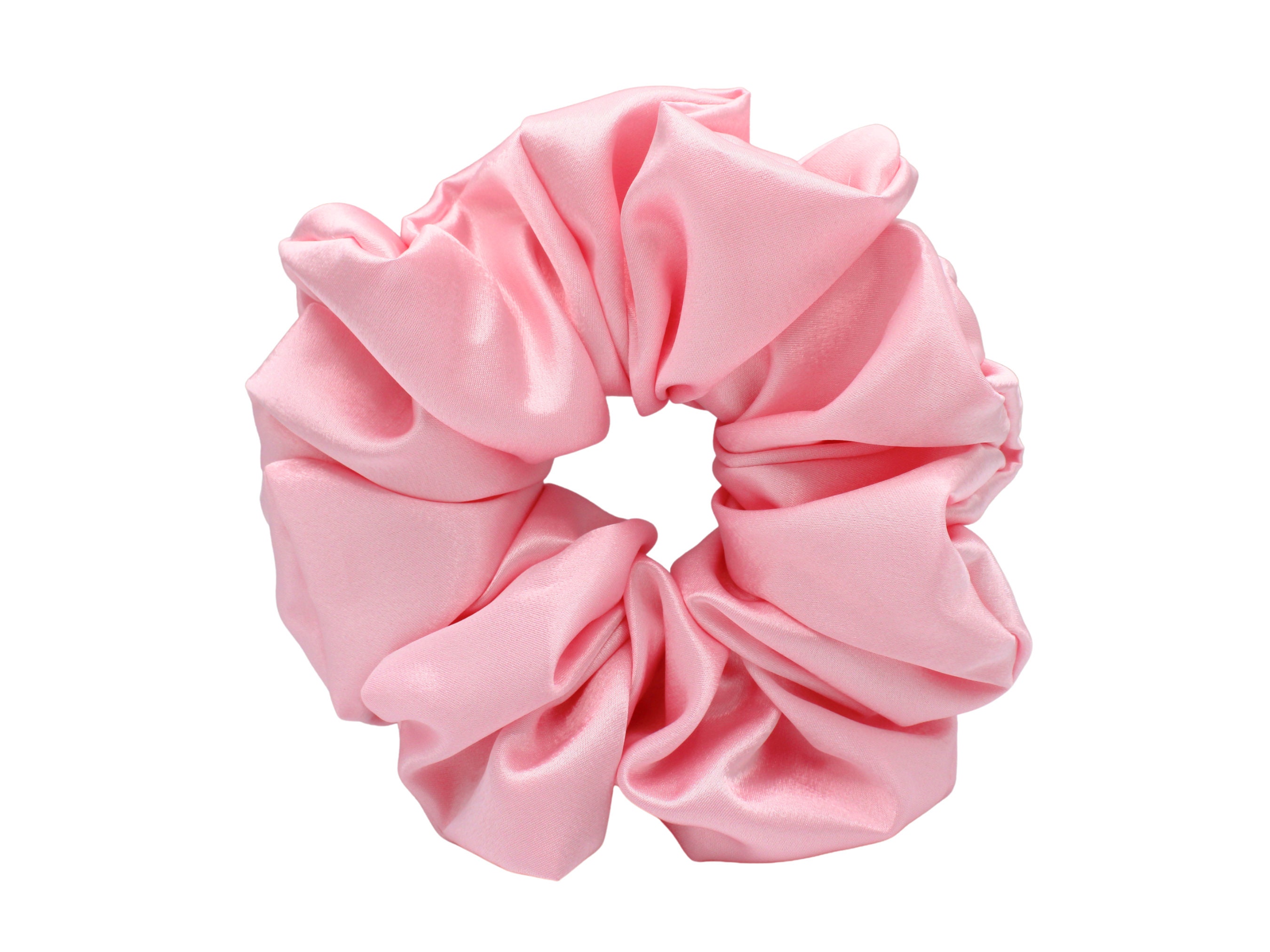 Large Satin Scrunchie Pink Elastic Hair Tie Custom Hair - Etsy