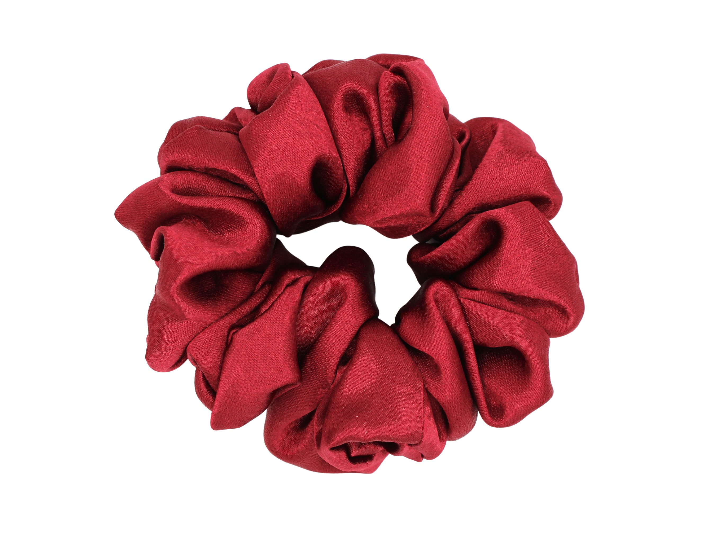Large Satin Red Scrunchie, Crimson Red Hair Tie, Ponytail Holder ...