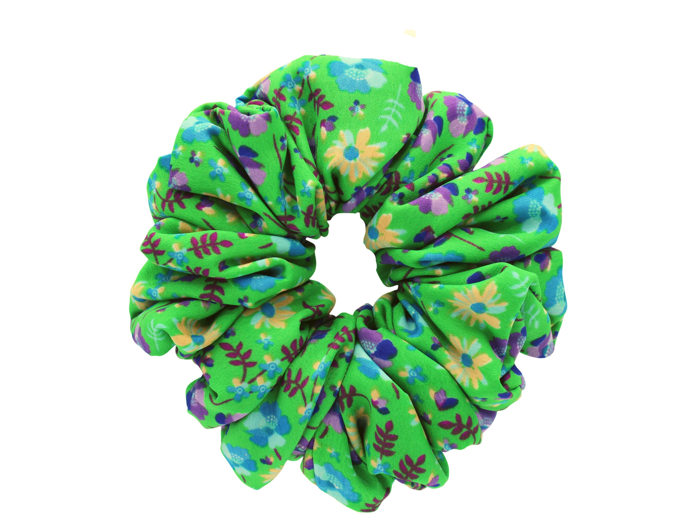 Bohemian Medium Scrunchie, Flower Print Hair Tie, Handmade Scrunchies ...
