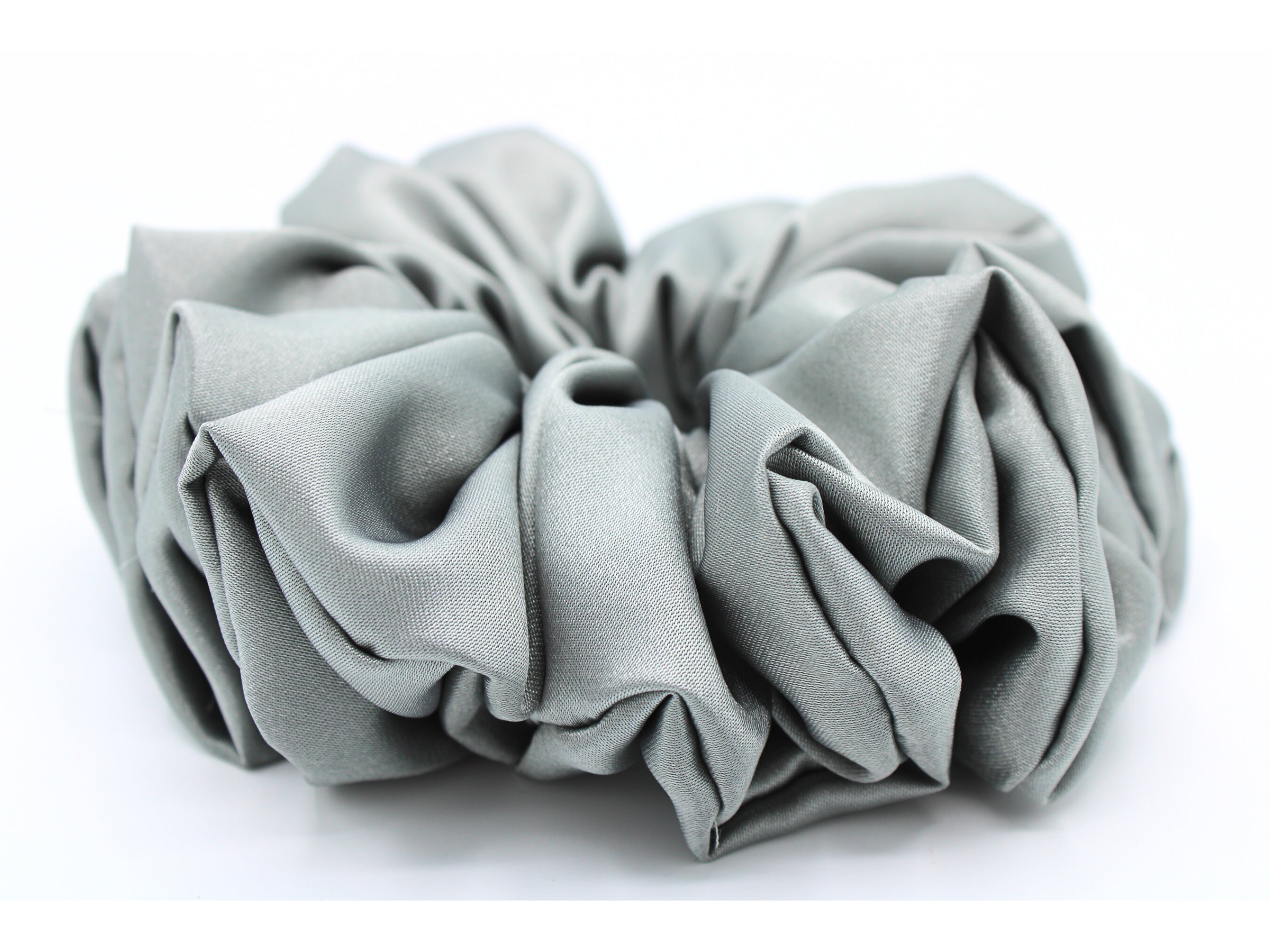 Gray Large Satin Scrunchie, Elastic Hair Tie, Hair Care, Handmade ...