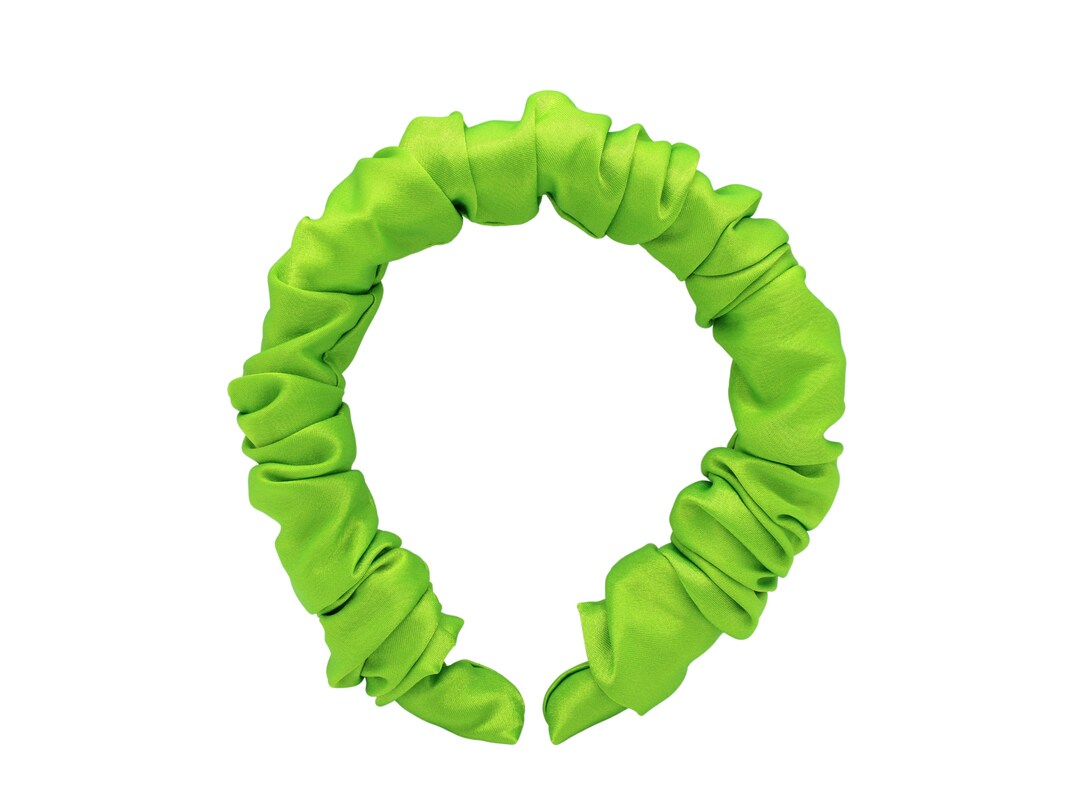Satin Ruched Headband, Neon Green Satin Hair Band, Custom Headband ...