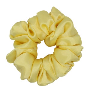 Large Yellow Satin Scrunchie, Satin Hair Tie, Ponytail Holder, Cute ...