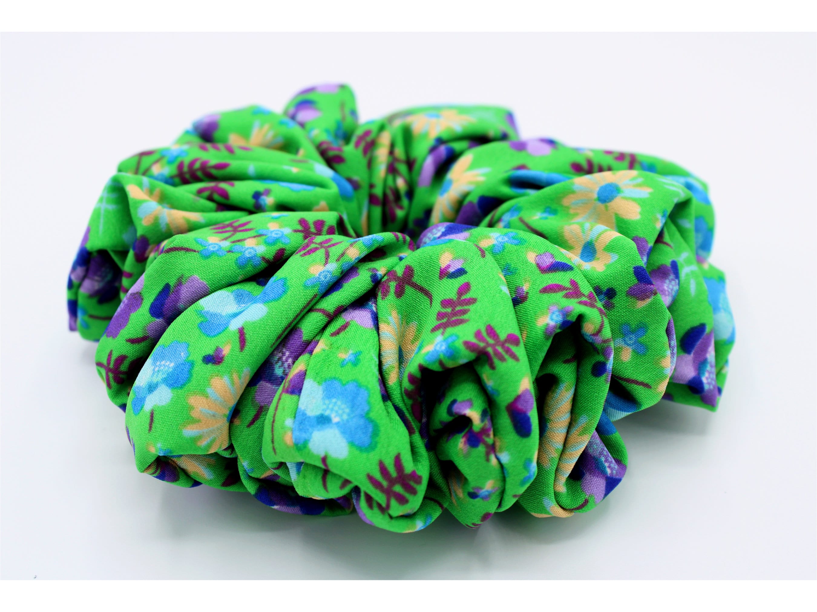 Bohemian Medium Scrunchie, Flower Print Hair Tie, Handmade Scrunchies ...