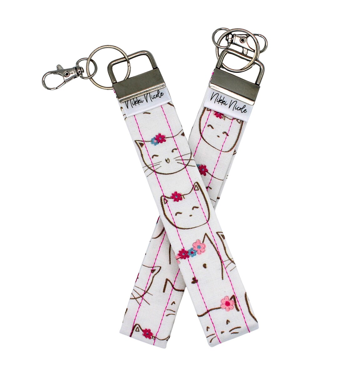 Kitty Cat Key Fob: Handmade Fabric Keychain Wristlet - Etsy